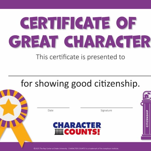 Digital Great Character Certificates | Printable Character Education Awards